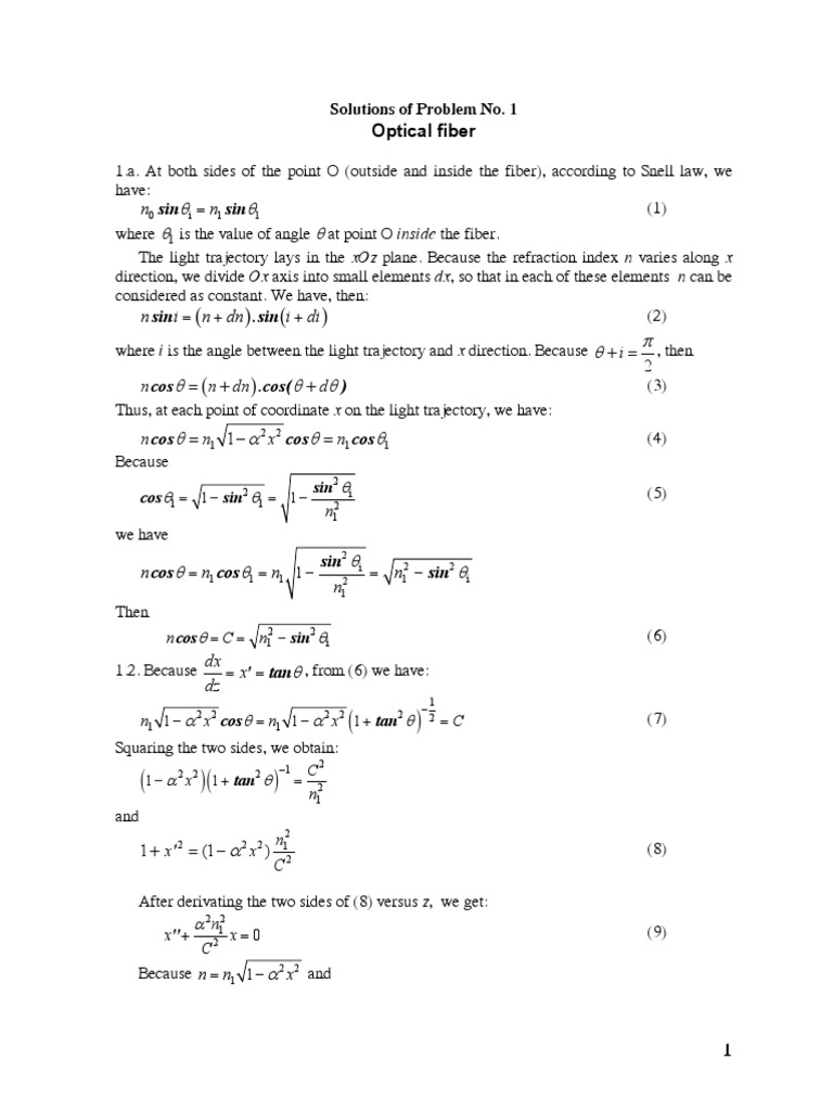 APhO2004 Theory Sol2 | PDF | Sine | Refractive Index