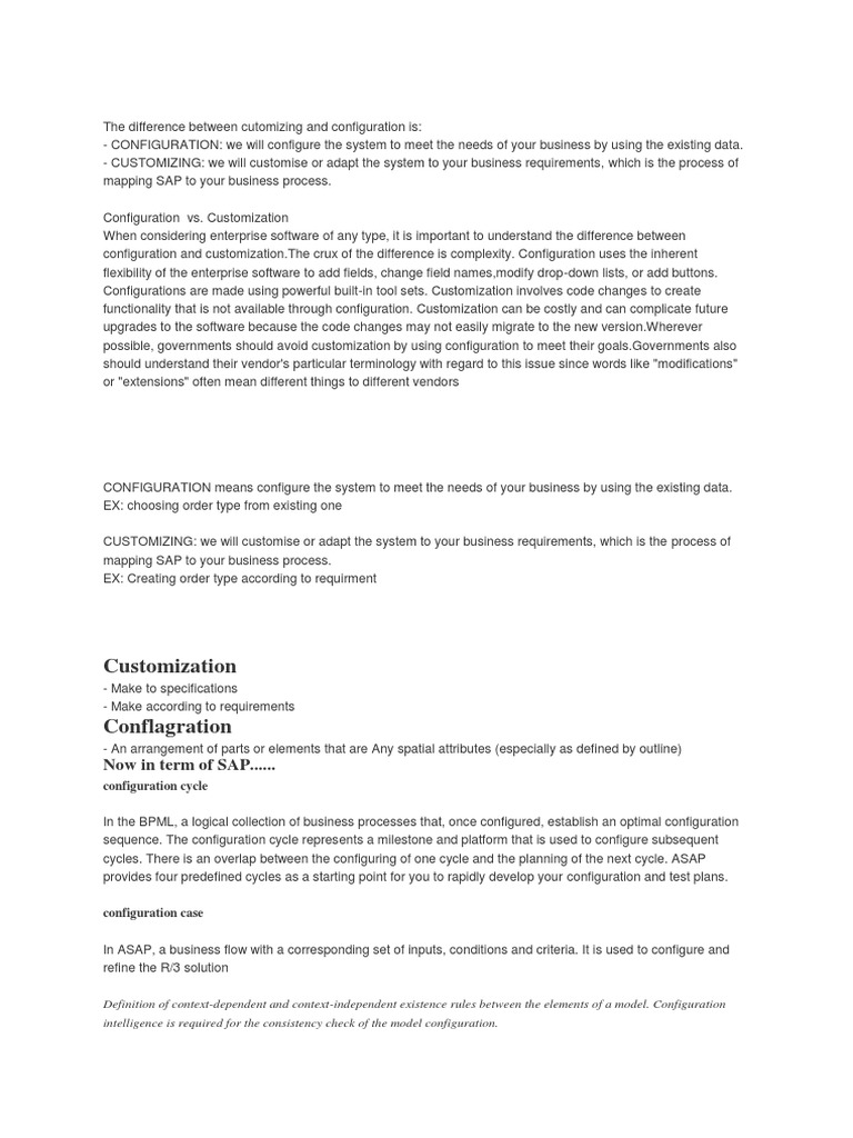 Configuration Vs Customization | PDF | Business Process | Information ...