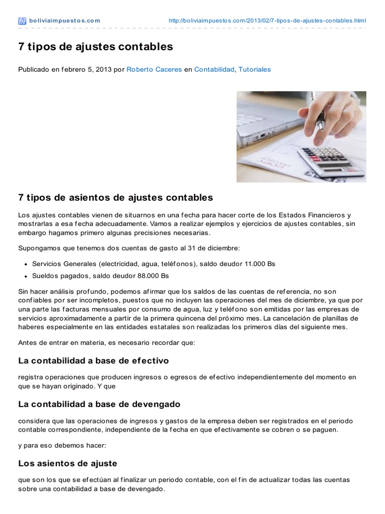 7 Tipos de Ajustes Contables | Devengo | Contabilidad
