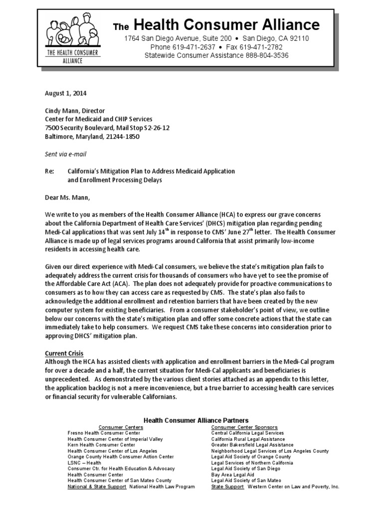HCA Letter Re DHCS Mitigation Plan | Climate Change Mitigation | Medicaid