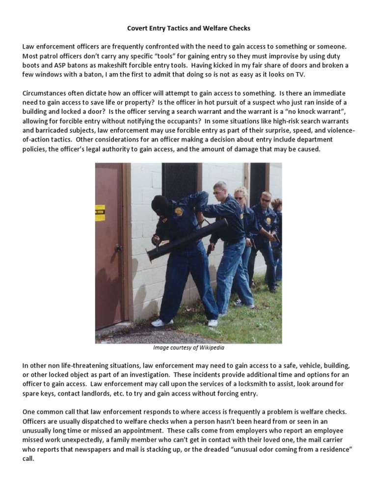 Covert Entry Tactics for Officers | PDF | Law Enforcement | Crime ...