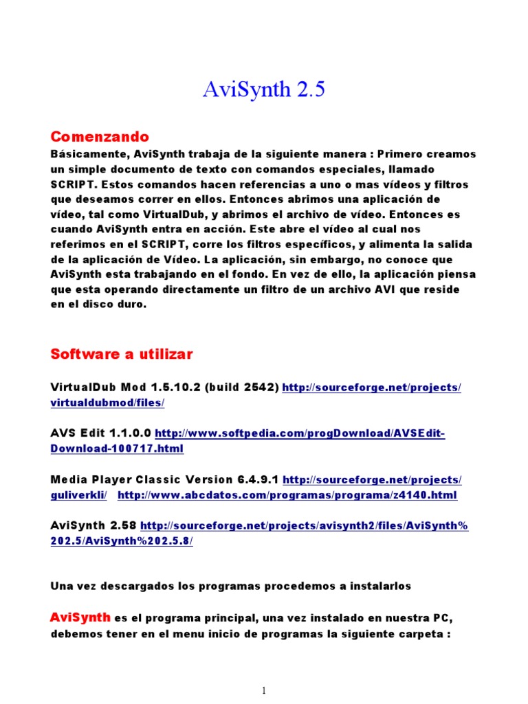 Tutorial Avisynth (Primeros Scripts) | PDF | Aplicación movil ...