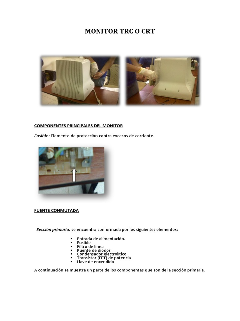 Monitor TRC o CRT | PDF | Tubo de rayos catódicos | Transformador