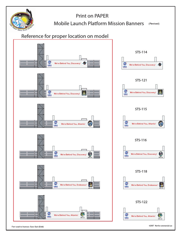 Print On PAPER Mobile Launch Platform Mission Banners Reference For ...