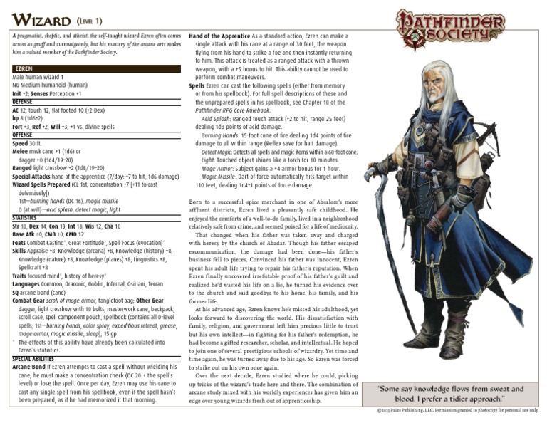 Wizard LVL 1 | PDF | Fantasy | Dungeons & Dragons