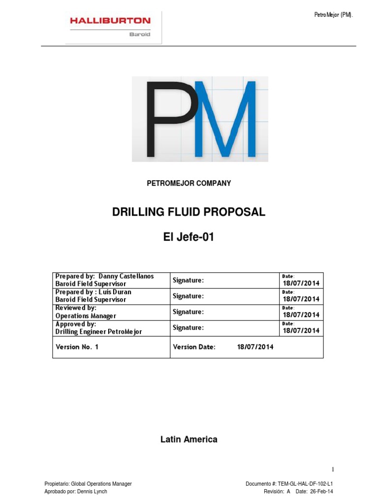 Techincal Proposal - Drilling - Fluid - Program - EL JEFE 01 | PDF ...