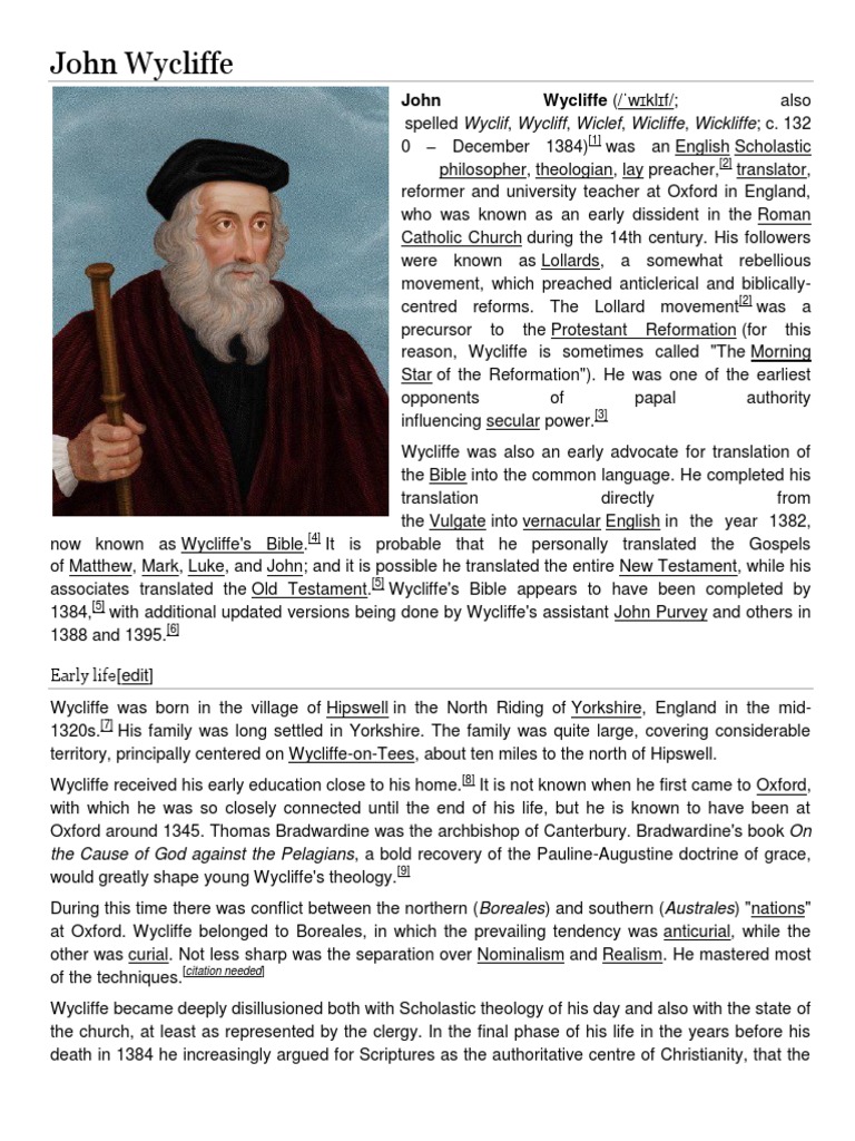 John Wycliffe | PDF | Abrahamic Religions | Ancient Mediterranean Religions