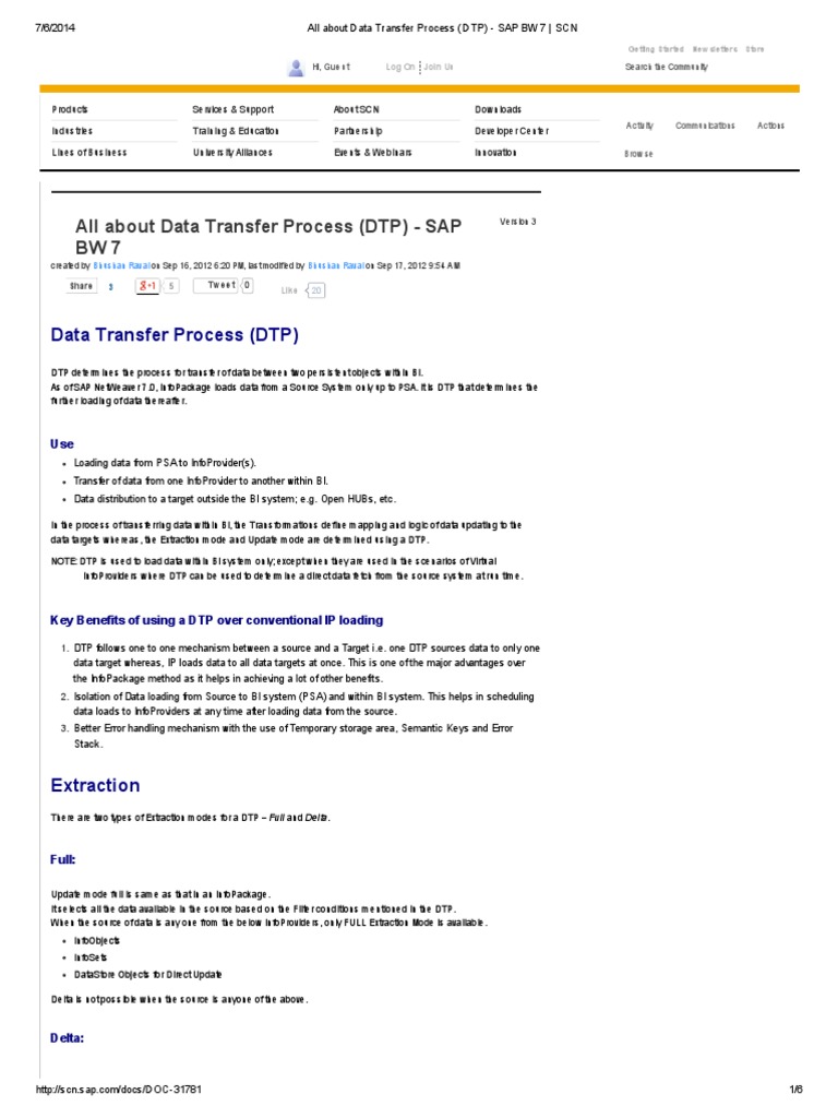 All About Data Transfer Process (DTP) - SAP BW 7 - SCN | PDF | Debugging | Computer Data