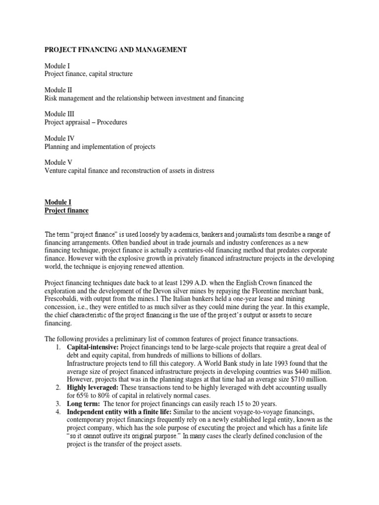Project Financing... Notes | PDF | Risk Management | Project Finance