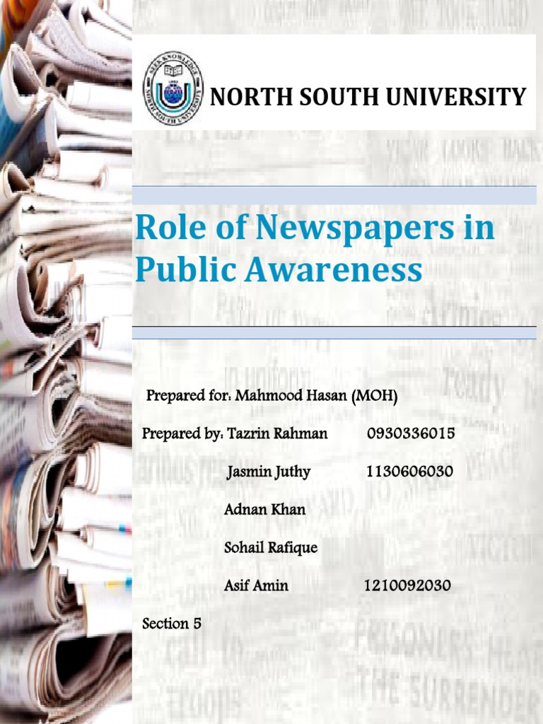 Role of Newspaper in Public Awerness | PDF | Newspapers | News