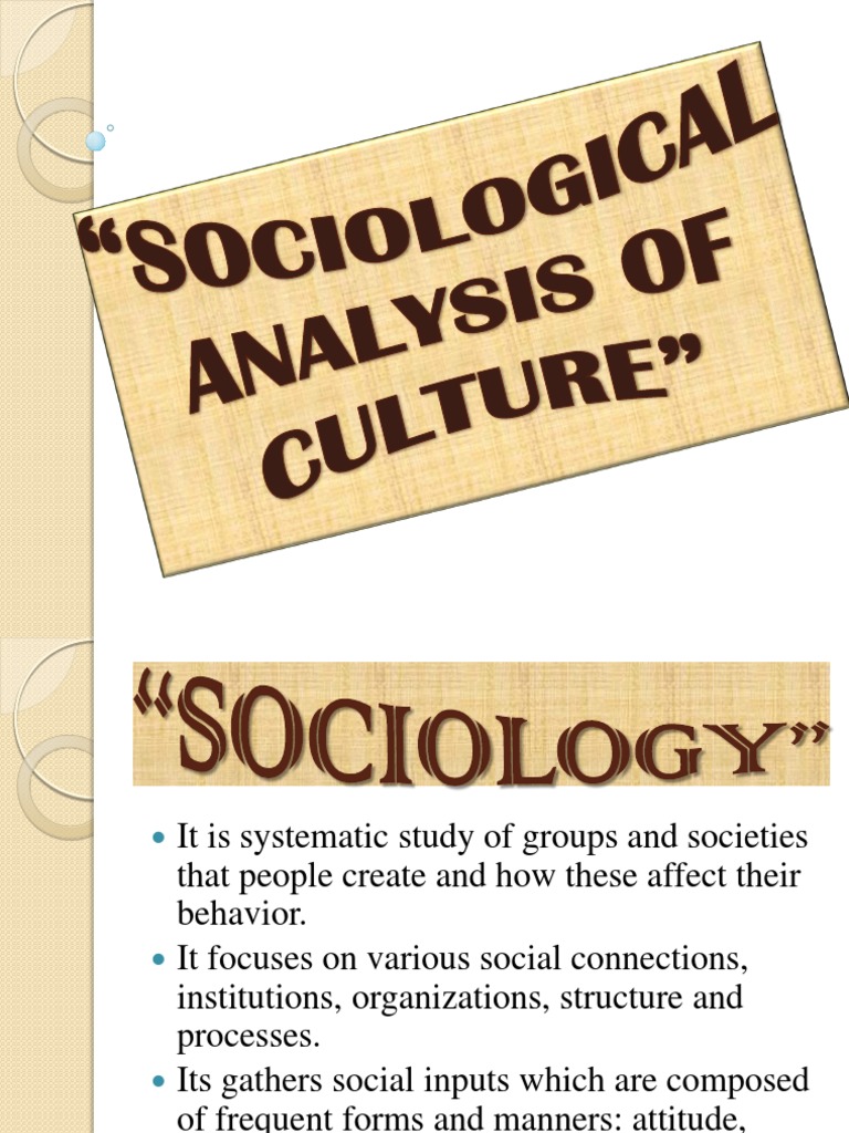 Sociological Analysis of Culture | PDF | Anthropology | Sociology