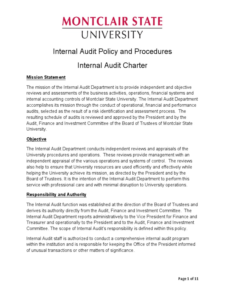Internal Audit Procedures Manual | Internal Audit | Financial Audit
