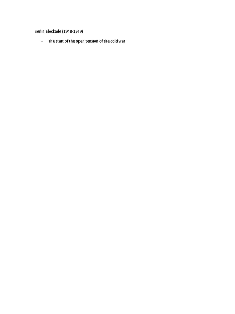 Berlin Blockade: Cold War Tensions | PDF | History