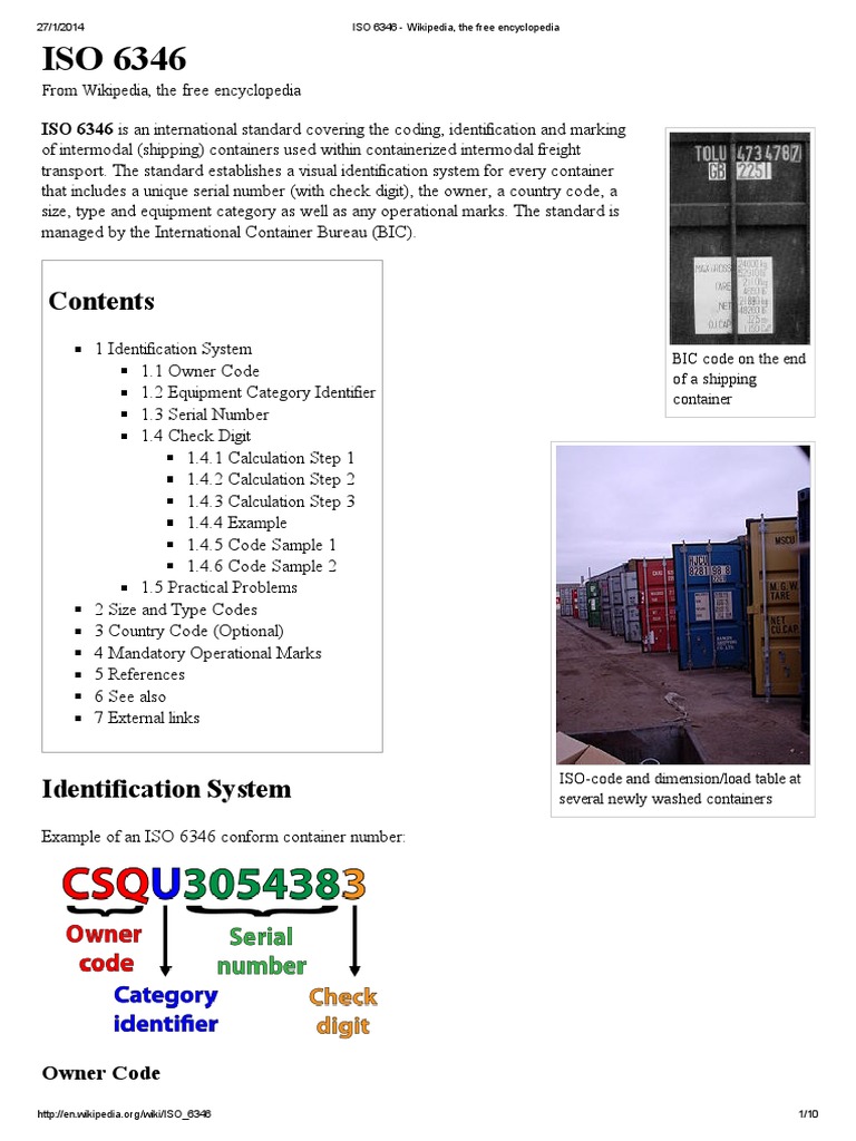 ISO 6346 - Wikipedia, The Free Encyclopedia | Services (Economics ...