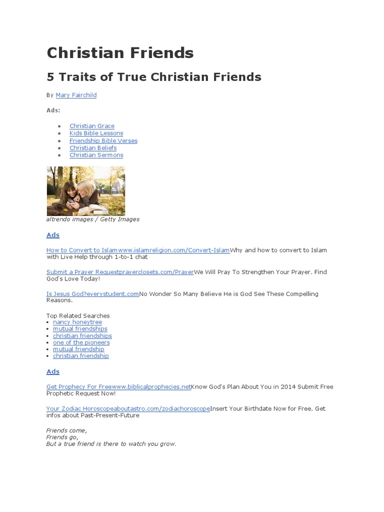 5 Trait of A True Christian Friends | PDF | Mentorship | Friendship