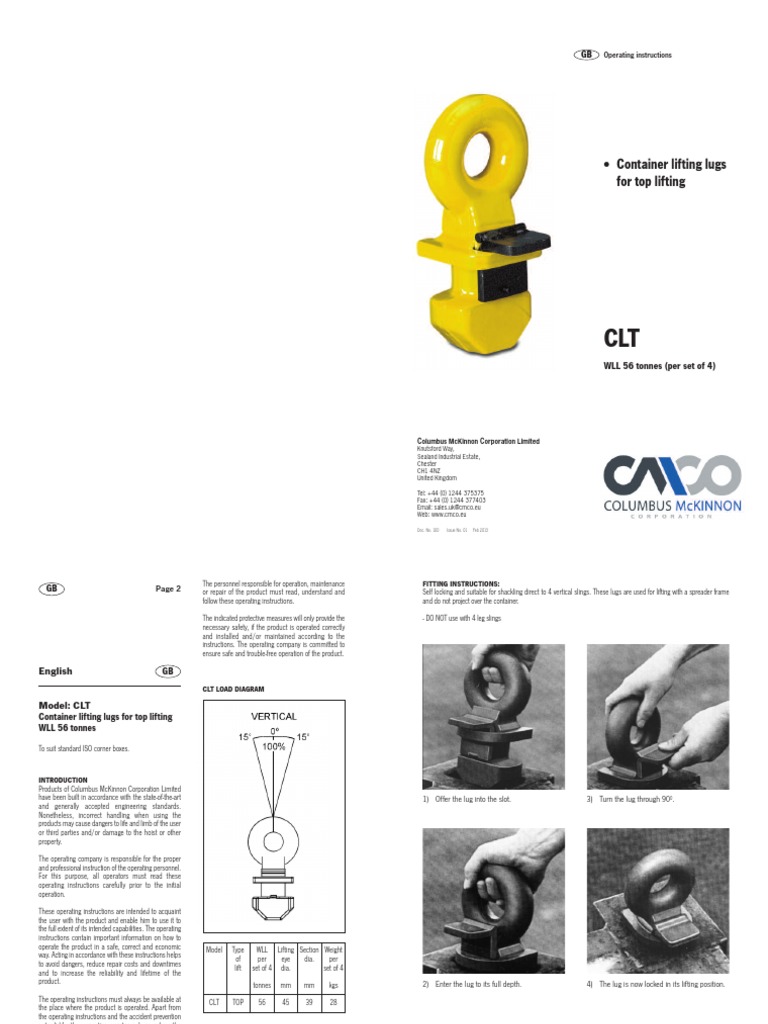 Container Lifting Lugs Operating Guide | PDF | Computing And ...