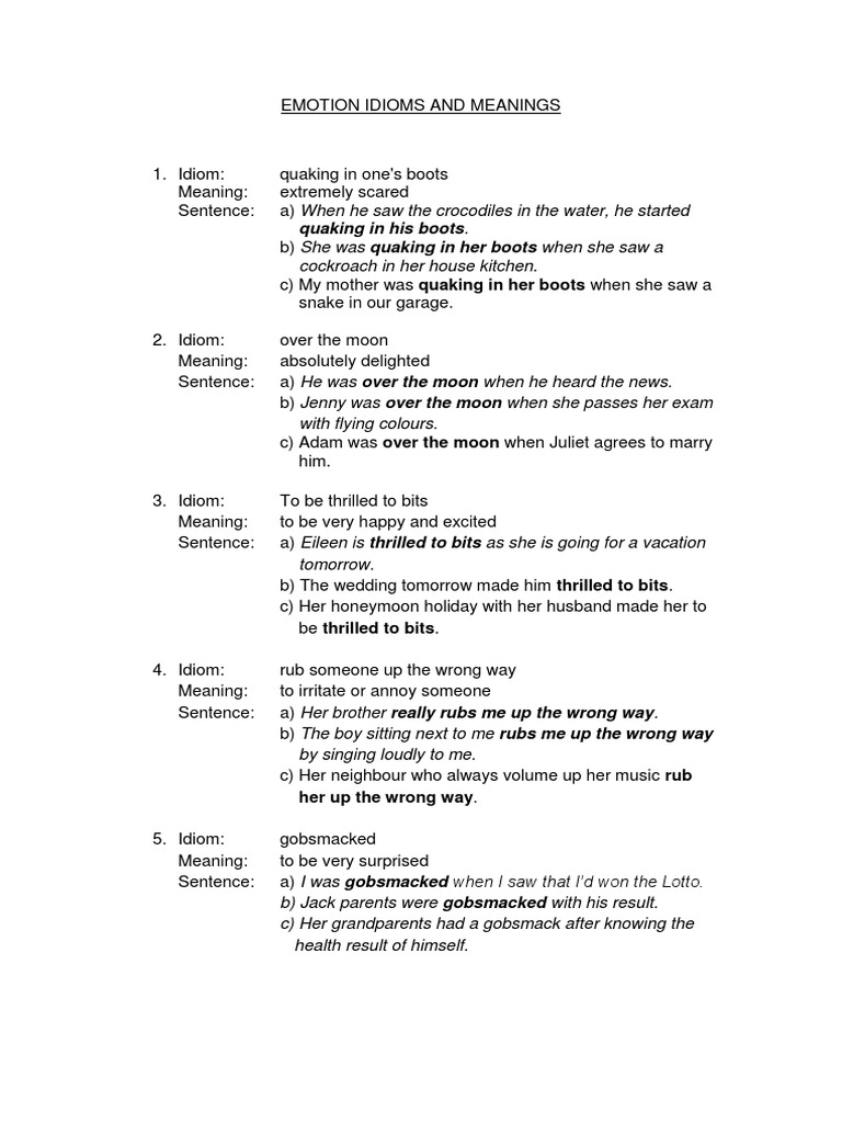 Emotion Idioms and Meaning | PDF | Leisure
