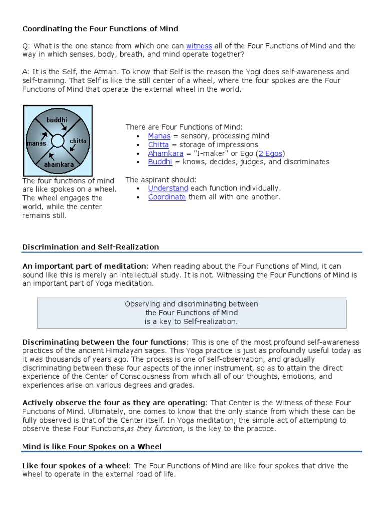 Four Functions of Mind | PDF | Meditation | Yoga