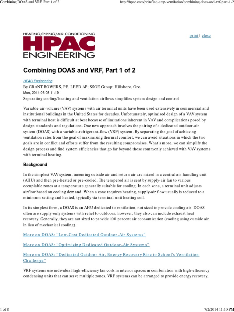 Combining DOAS and VRF, Part 1 of 2 | PDF | Ventilation (Architecture ...