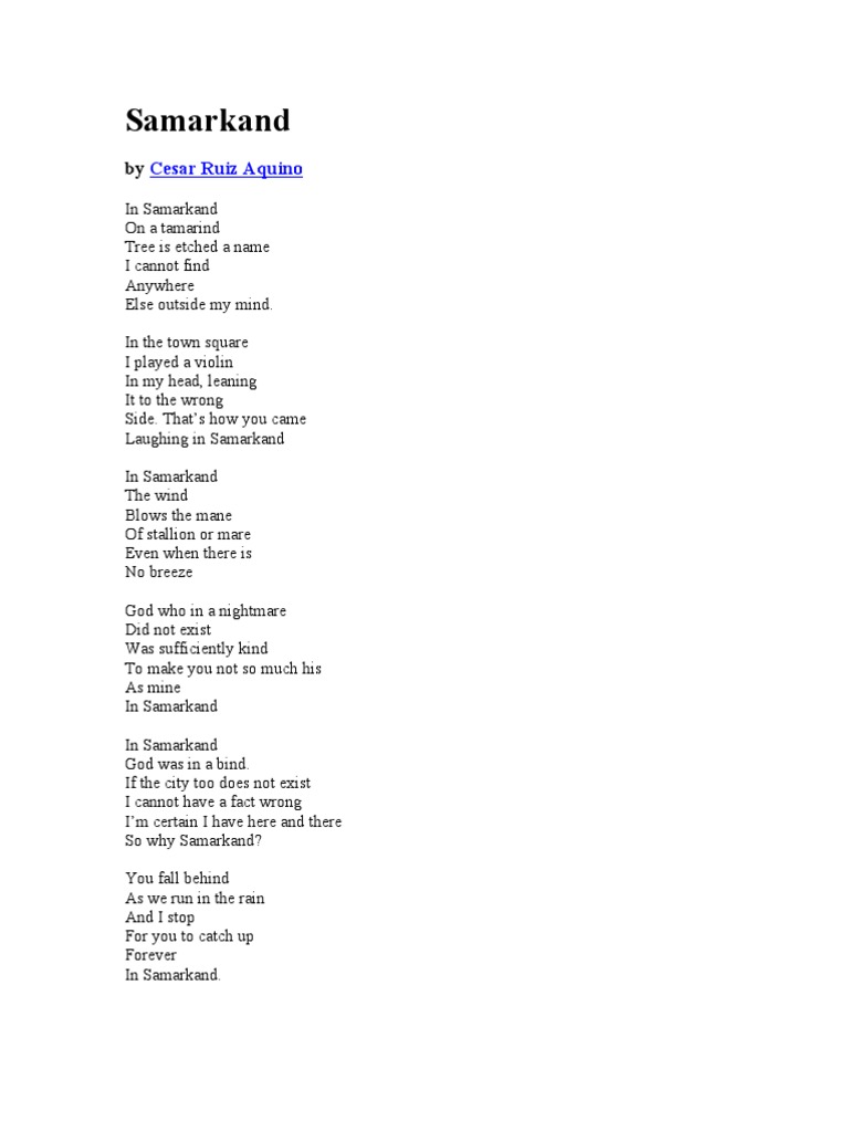 Samarkand, poetry, English