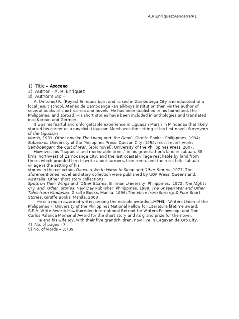 Asocena, Short Story, English | PDF | Nature