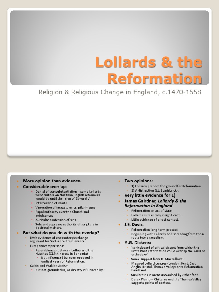 Lollards, The Reformation | PDF | Protestant Reformation | Heresy