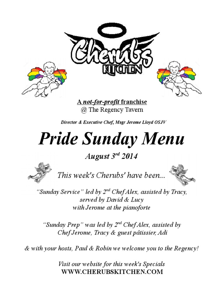 Pride Sunday Menu: This Week's Cherubs' Have Been.. | PDF | Baked Goods ...