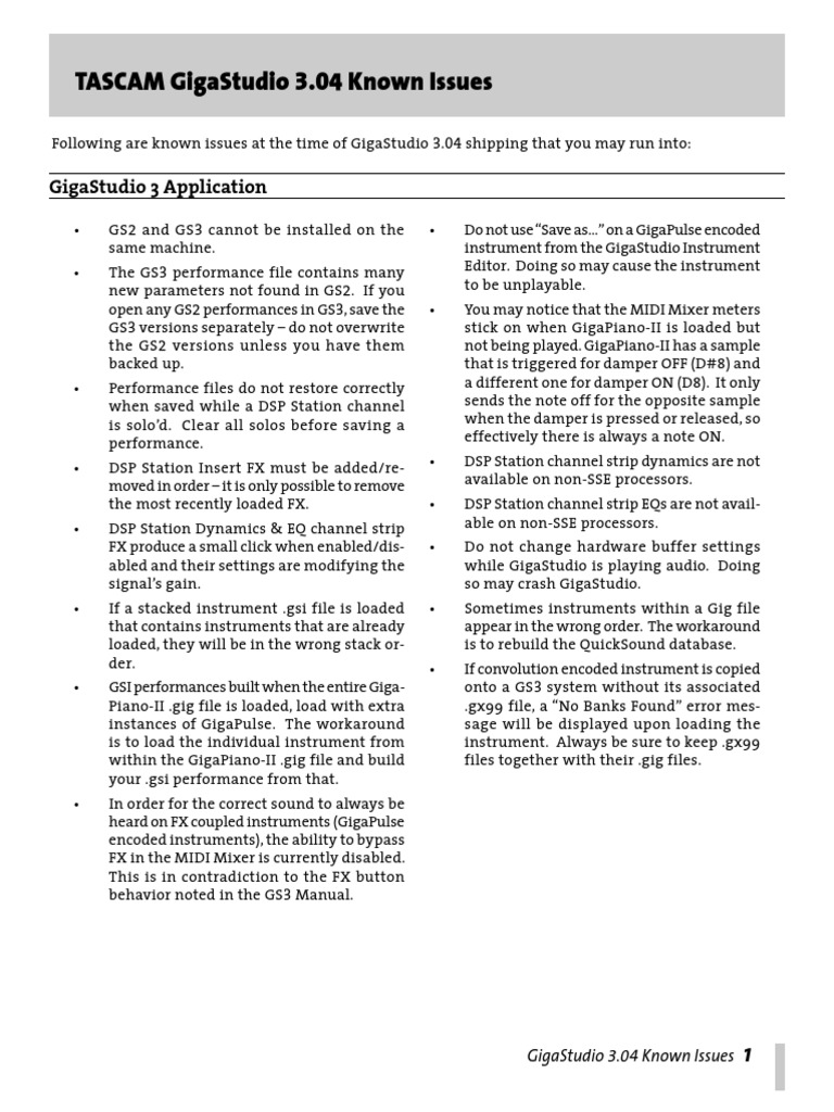 Gs3 304 Known Issues Final | PDF | Device Driver | Areas Of Computer Science