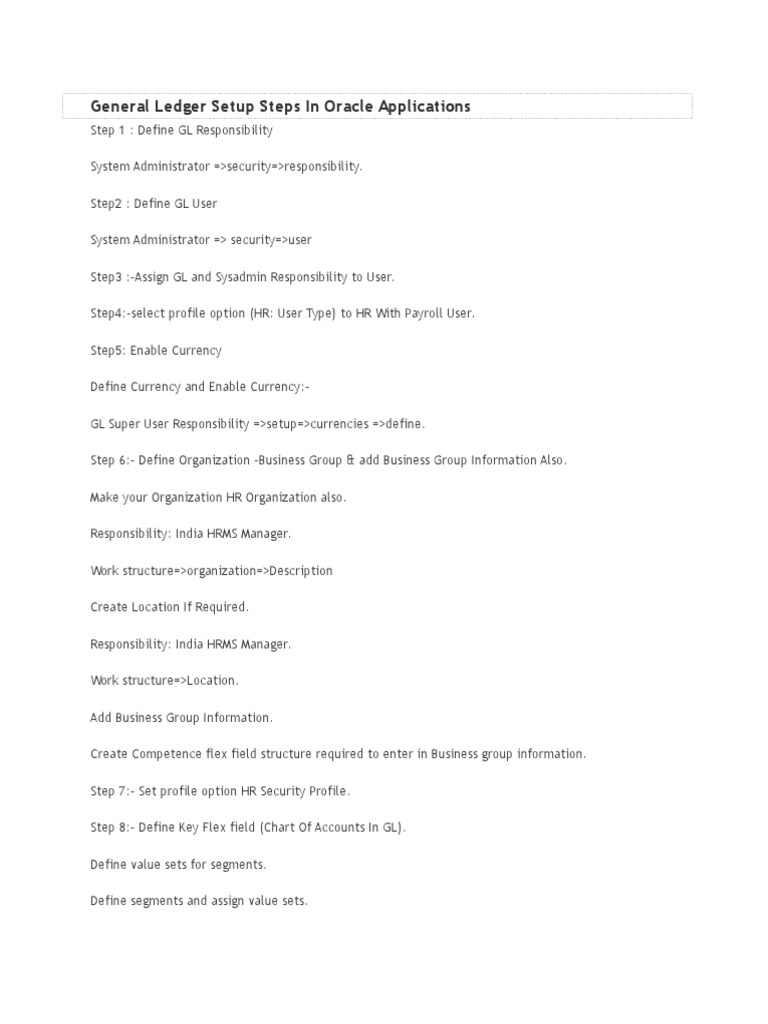 Oracle GL Setup Steps Guide | PDF | System Administrator | Information ...