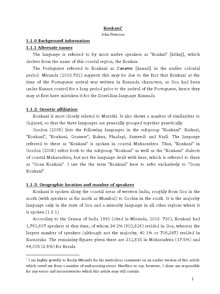 Konkani | PDF | Grammatical Gender | Syllable
