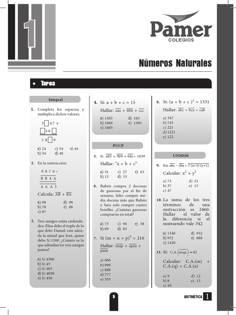 1ro Secundaria Tareas Mat Completo | PDF | División (Matemáticas) | Álgebra