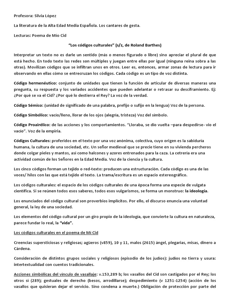 Codigos Culturales Rolad Barthes | PDF | Baja Edad Media | Science