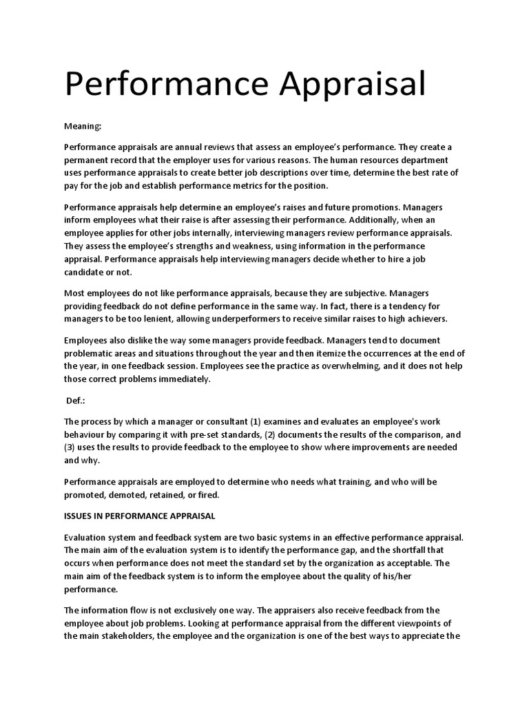Performance Appraisal | Performance Appraisal | Behavioural Sciences