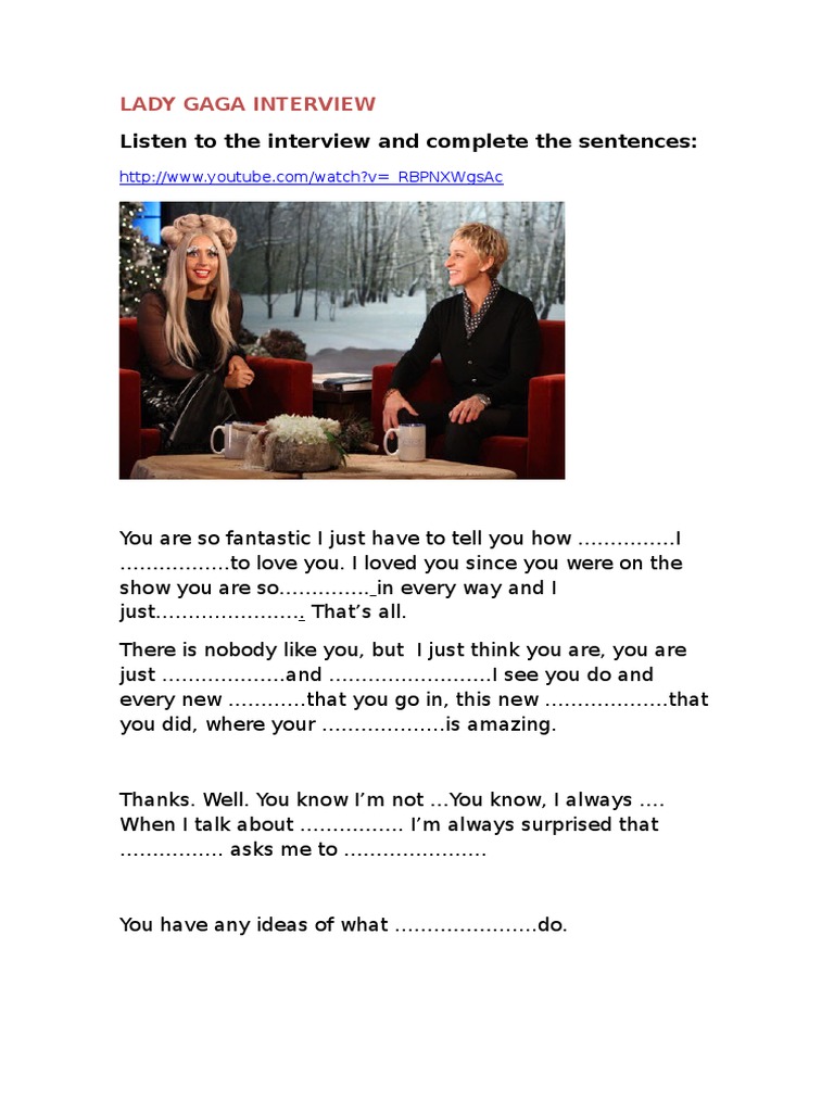 Lady Gaga Interview Video Exercise | PDF | Leisure