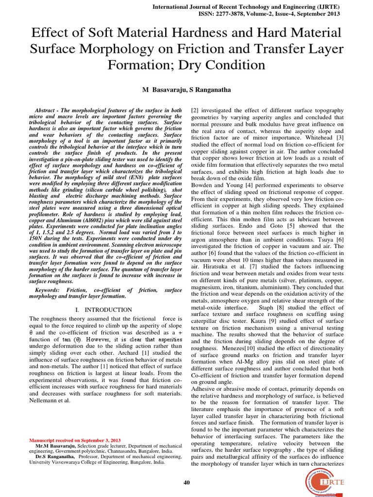 Effect Of Soft Material Hardness And Hard Material Surface Morphology On Friction And Transfer