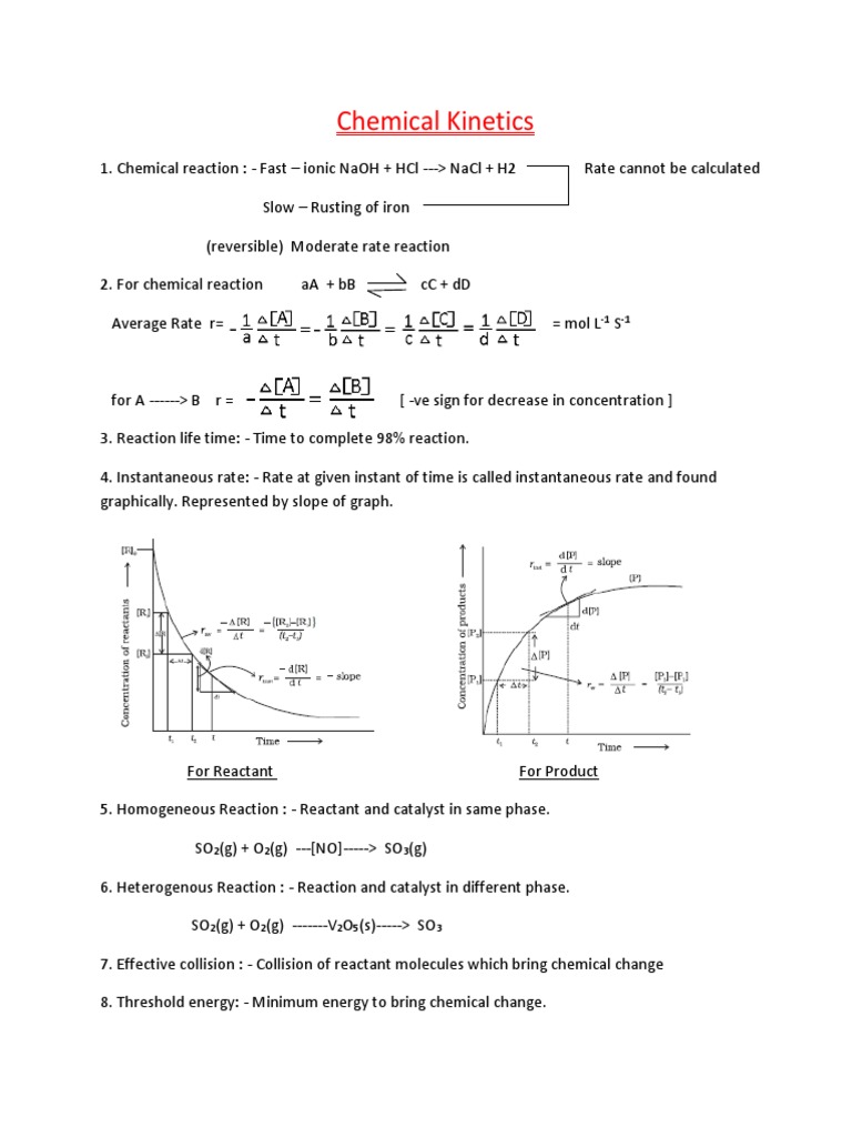 Chemical Kinetics CBSE Class XII Notes | PDF | Chemical Kinetics ...
