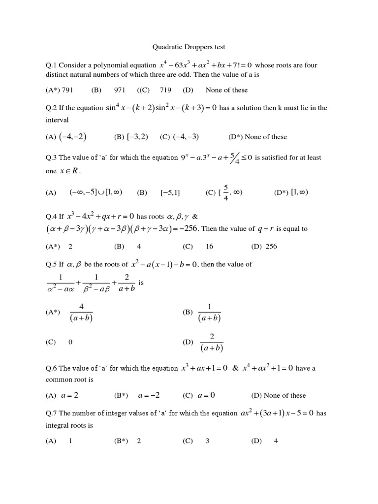 Quadratic Equations | PDF | Zero Of A Function | Polynomial