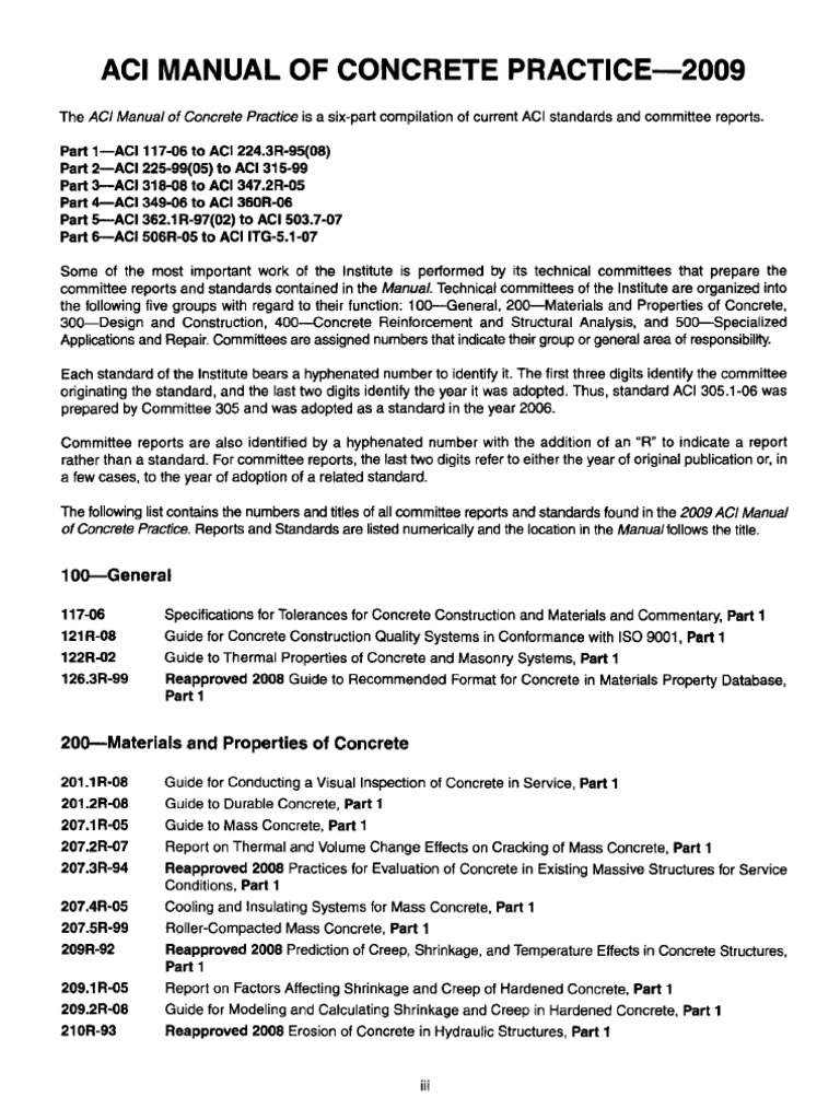 ACI MCP Contents | PDF | Fibre Reinforced Plastic | Prestressed Concrete