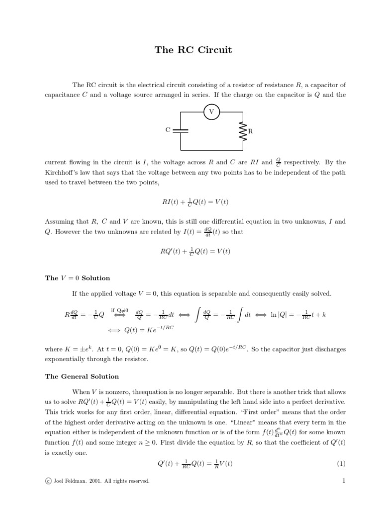 The RC Circuit | PDF | Electrical Network | Force