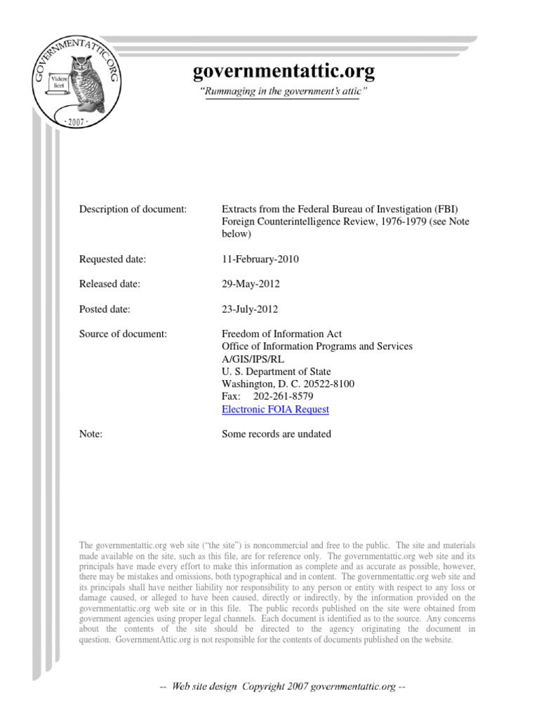 FBI Classification Codes For FOIA Requests | PDF | Freedom Of ...