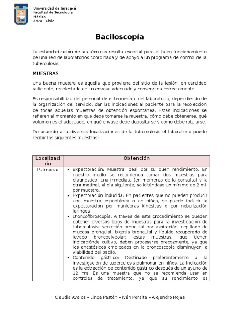Técnicas de Baciloscopía para Tuberculosis | PDF | Tuberculosis | Calor