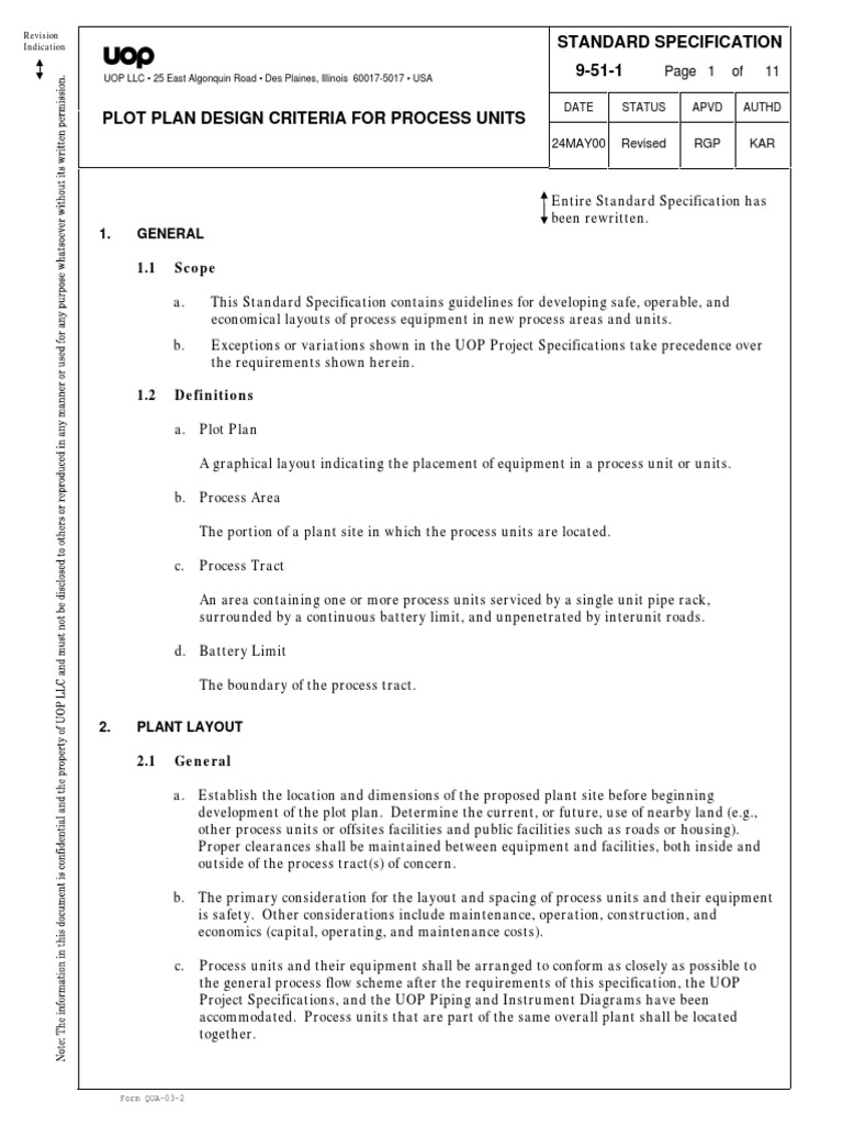 Process Unit Plot Plan Guidelines | PDF | Units Of Measurement | Energy ...