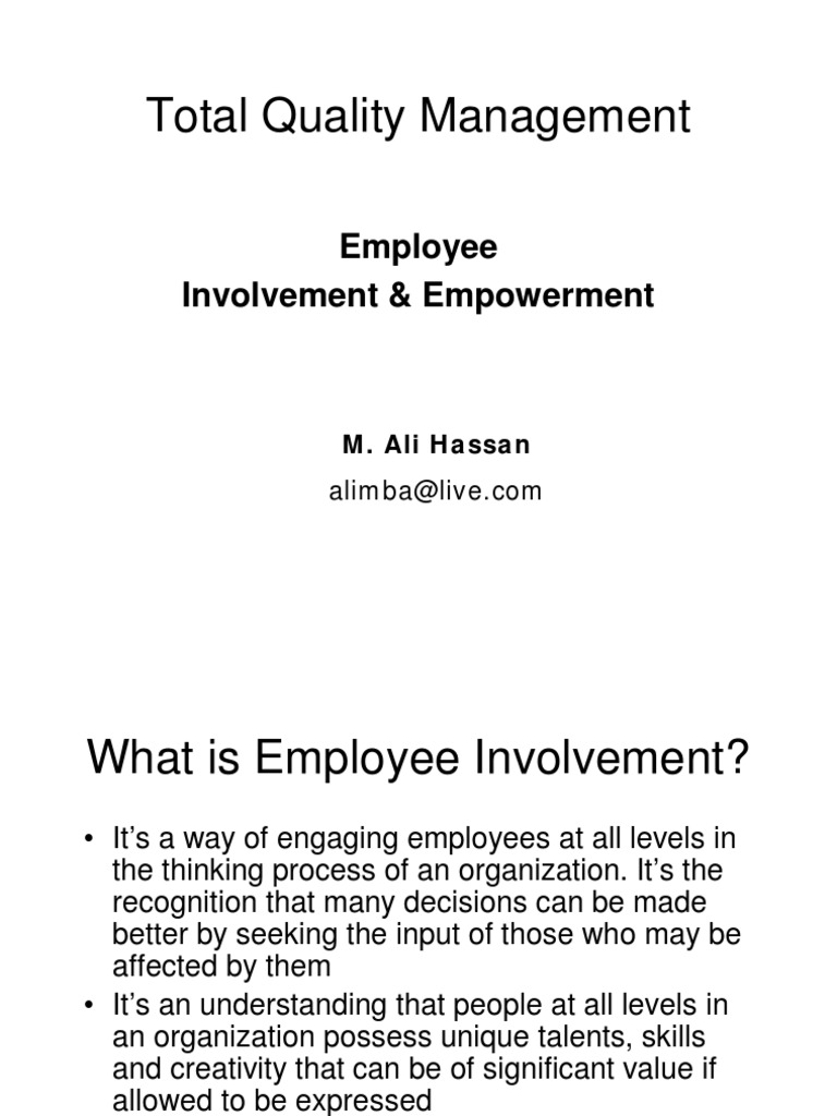 Employee Involvement | PDF | Empowerment | Employment