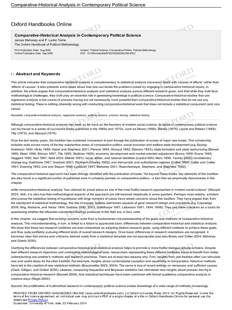 Comparative Historical Analysis in Contemporary Political Science | PDF ...