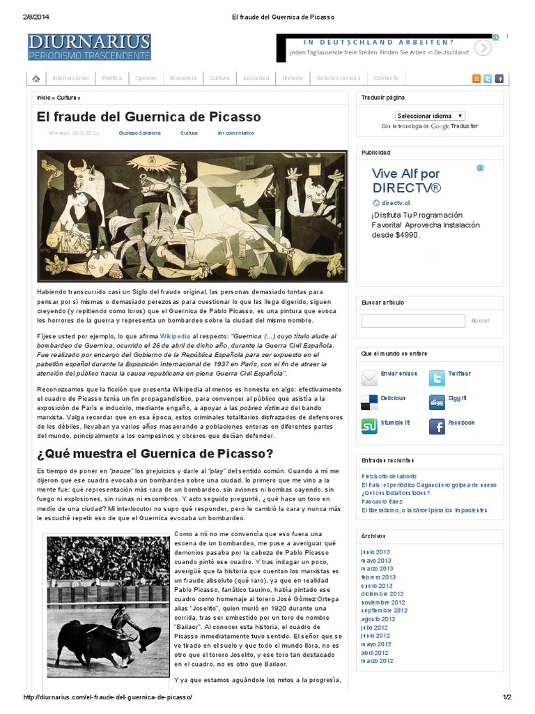 El Fraude Del Guernica de Picasso | PDF | Pablo Picasso | guerra civil ...