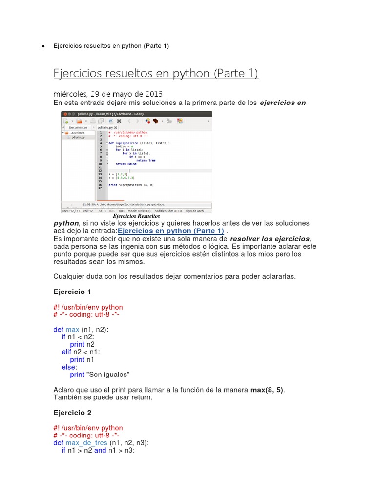 Ejercicios Resueltos En Python 1 Pdf Cadena Informática Comunicación Escrita