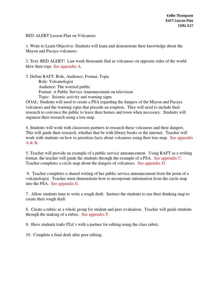 RED ALERT Lesson Plan On Volcanoes | PDF | Volcano | Types Of Volcanic ...