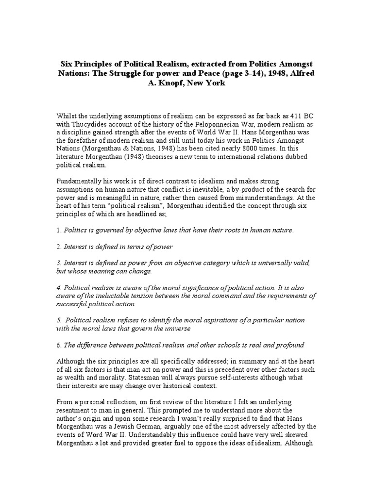 Hans Morgenthau | PDF | Realism (Arts) | International Relations