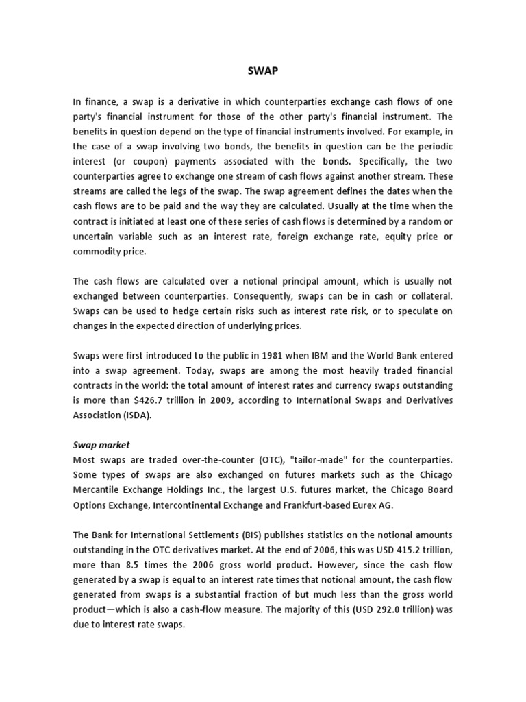 How Swaps Work: An Overview of the Different Types of Swaps | PDF ...