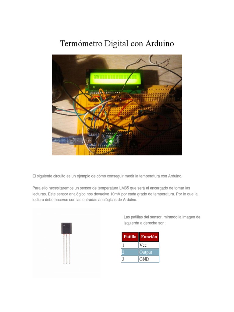Termómetro Digital Con Arduino | PDF